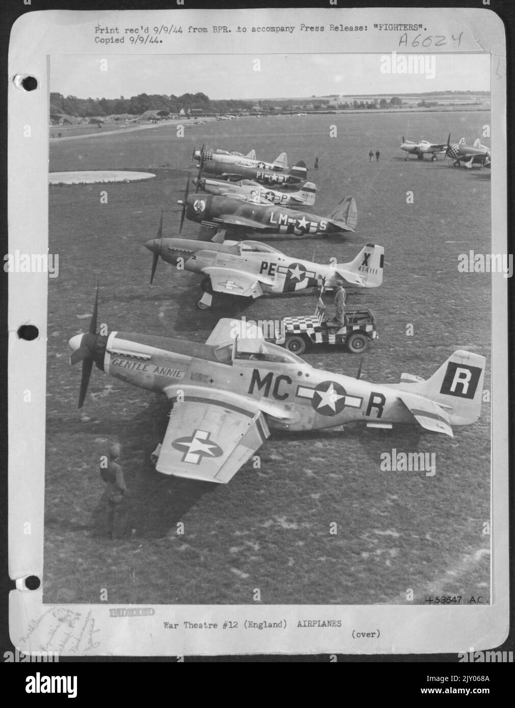 All three fighter types used by the U.S. Army 8th Air force are seen in ...