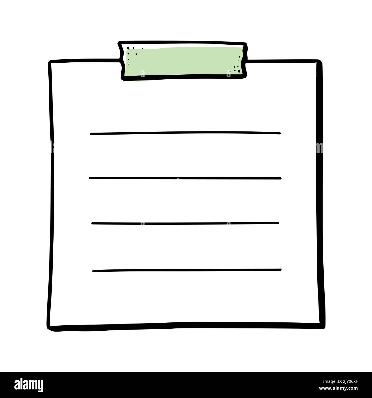 Hand drawn paper memo sticky. Doodle sketch style. Reminder paper ...