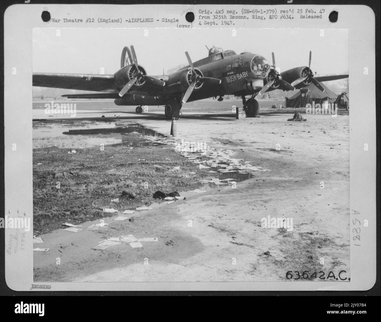 The Boeing B-17 "Flying Fortress" 'Busy Baby' At An Airfield In England ...