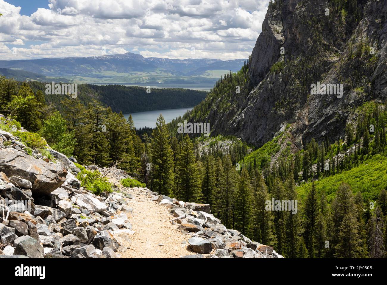 The Death Canyon Trail descending toward Phelps Lake. Grand Teton ...