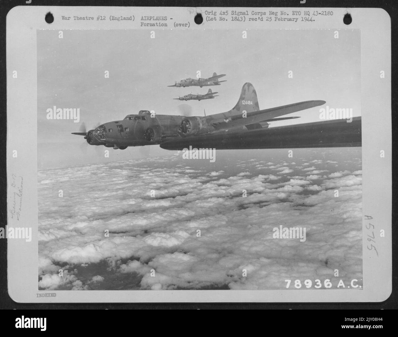 Formation Of Boeing B-17S Somewhere Over England. 17 March 1943 Stock ...