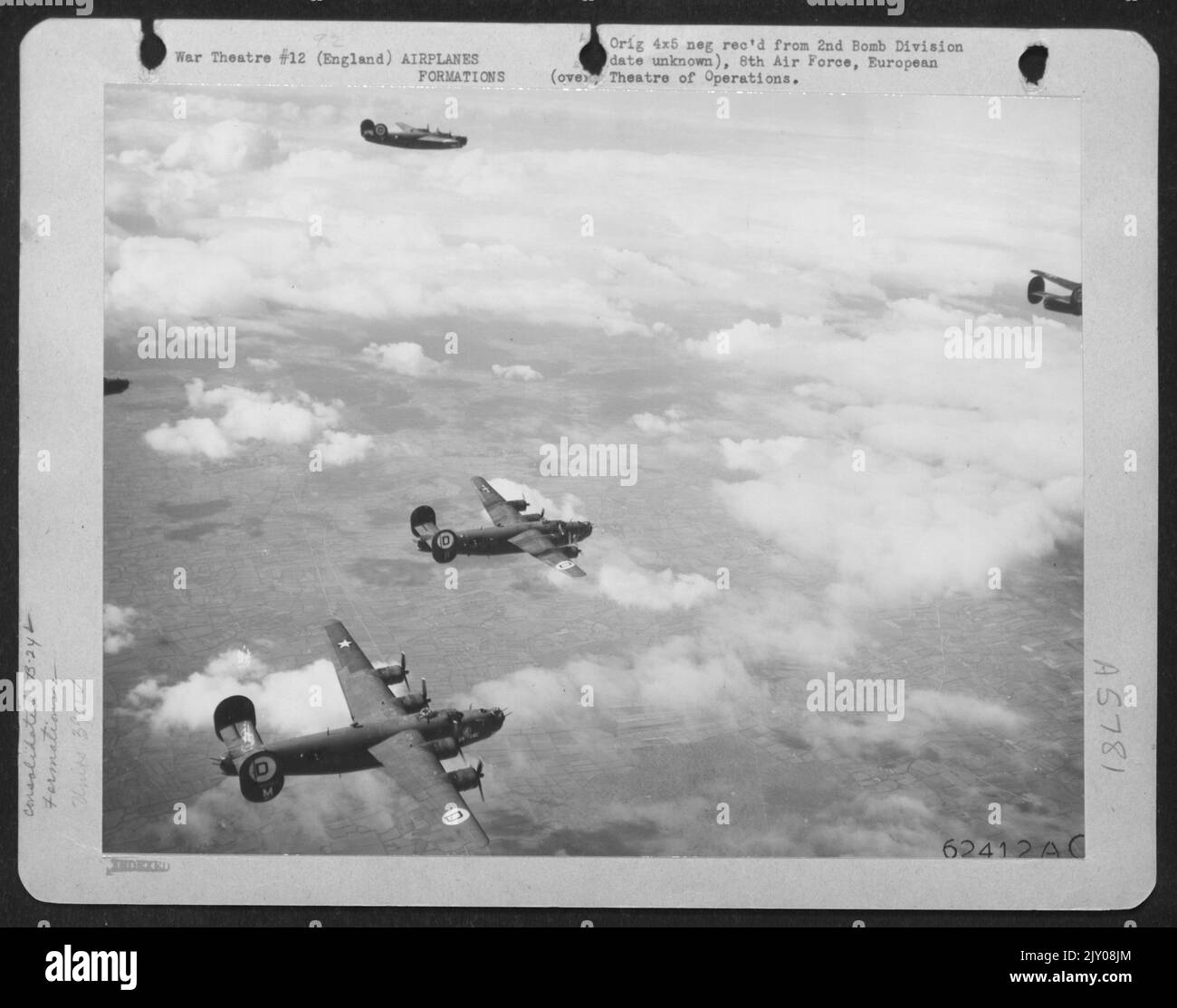 Consolidated B-24 "Liberators" Of The 2Nd Bomb Division, 8Th Air Force ...