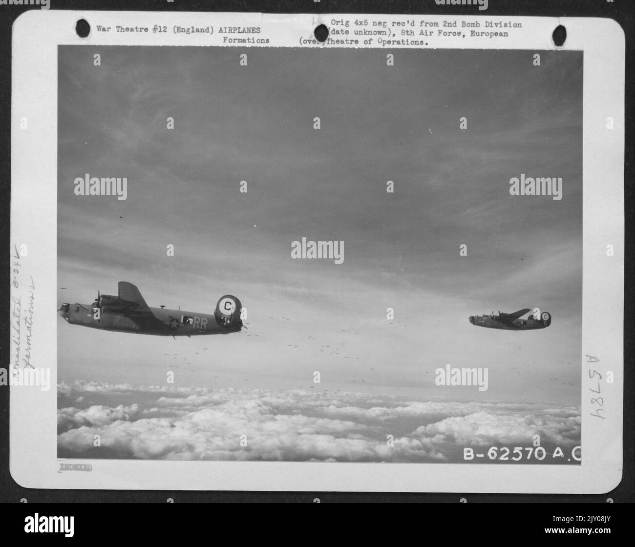 A Formation Of Consolidated B-24 "Liberators" Of The 2Nd Bomb Division ...