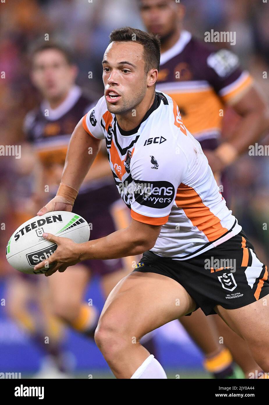 Luke Brooks of the Tigers during the Round 5 NRL match between the ...