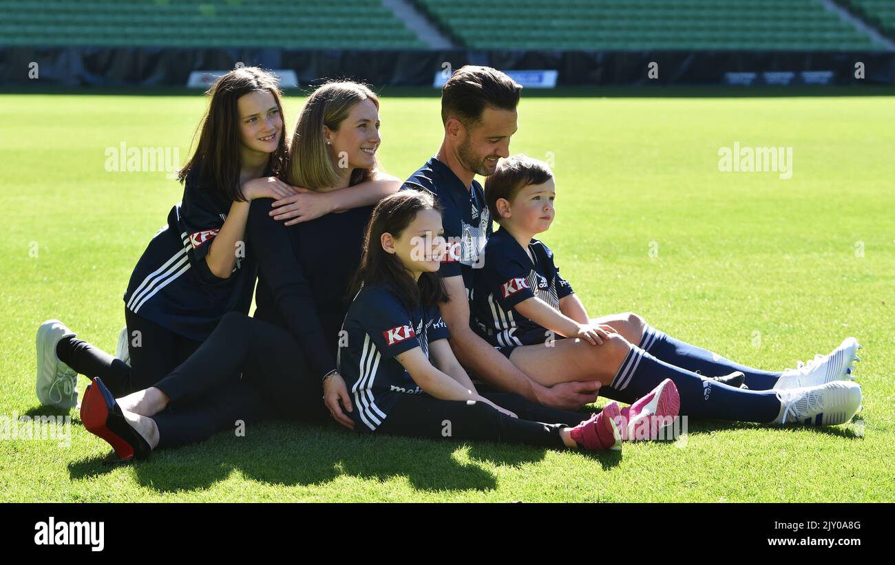 Carl Valeri (2nd right) poses for a photograph with his family on the ...