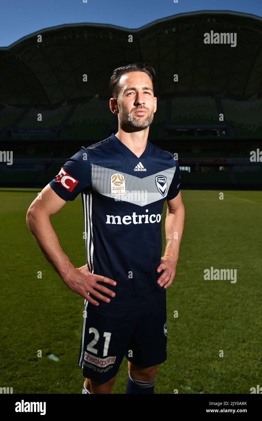 Carl Valeri poses for a photograph on the field at AAMI Park in ...