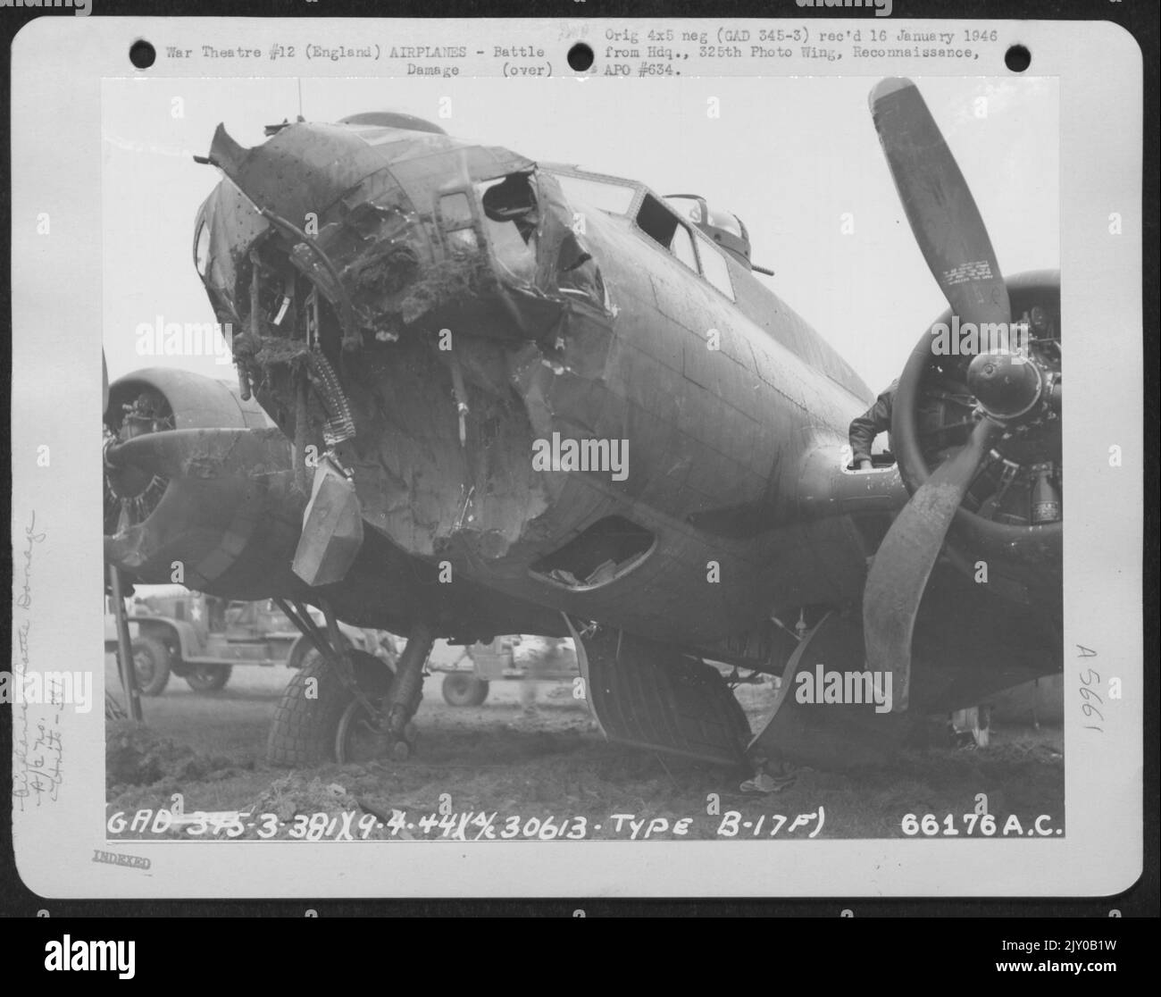 Battle Damage To The Nose Of A Boeing B-17 