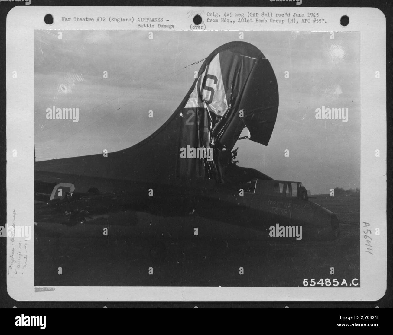 Tail Damage To A Boeing B-17 "Flying Fortress" Of The 401St Bomb Group ...