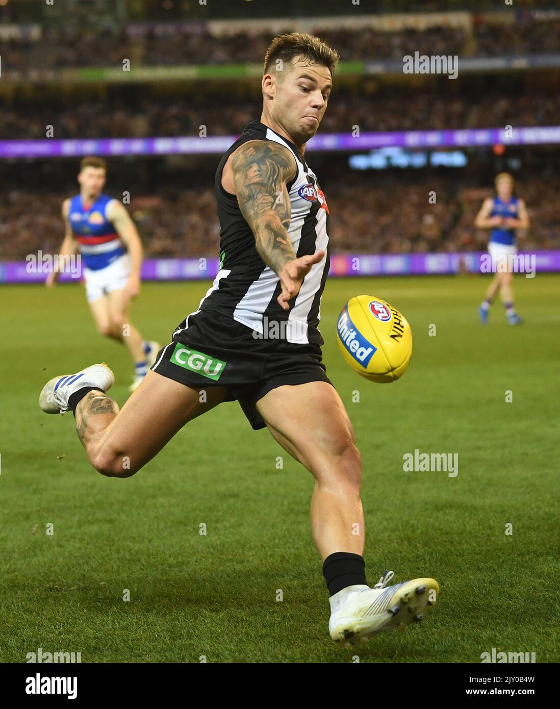 Jamie Elliot of the Magpies is seen in action during the Round 4 AFL ...