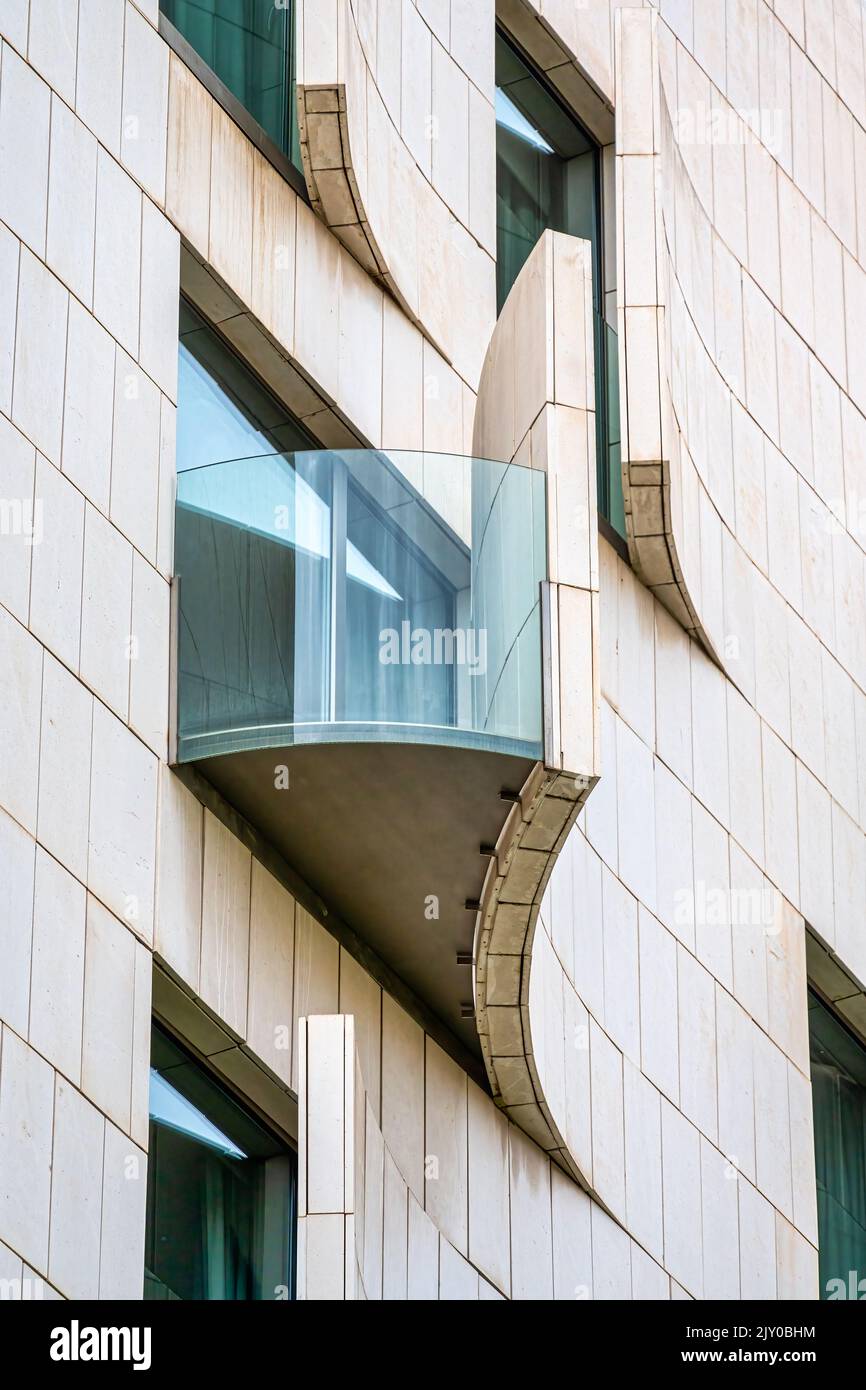 Modern and unusual style balcony in an apartment building Stock Photo ...