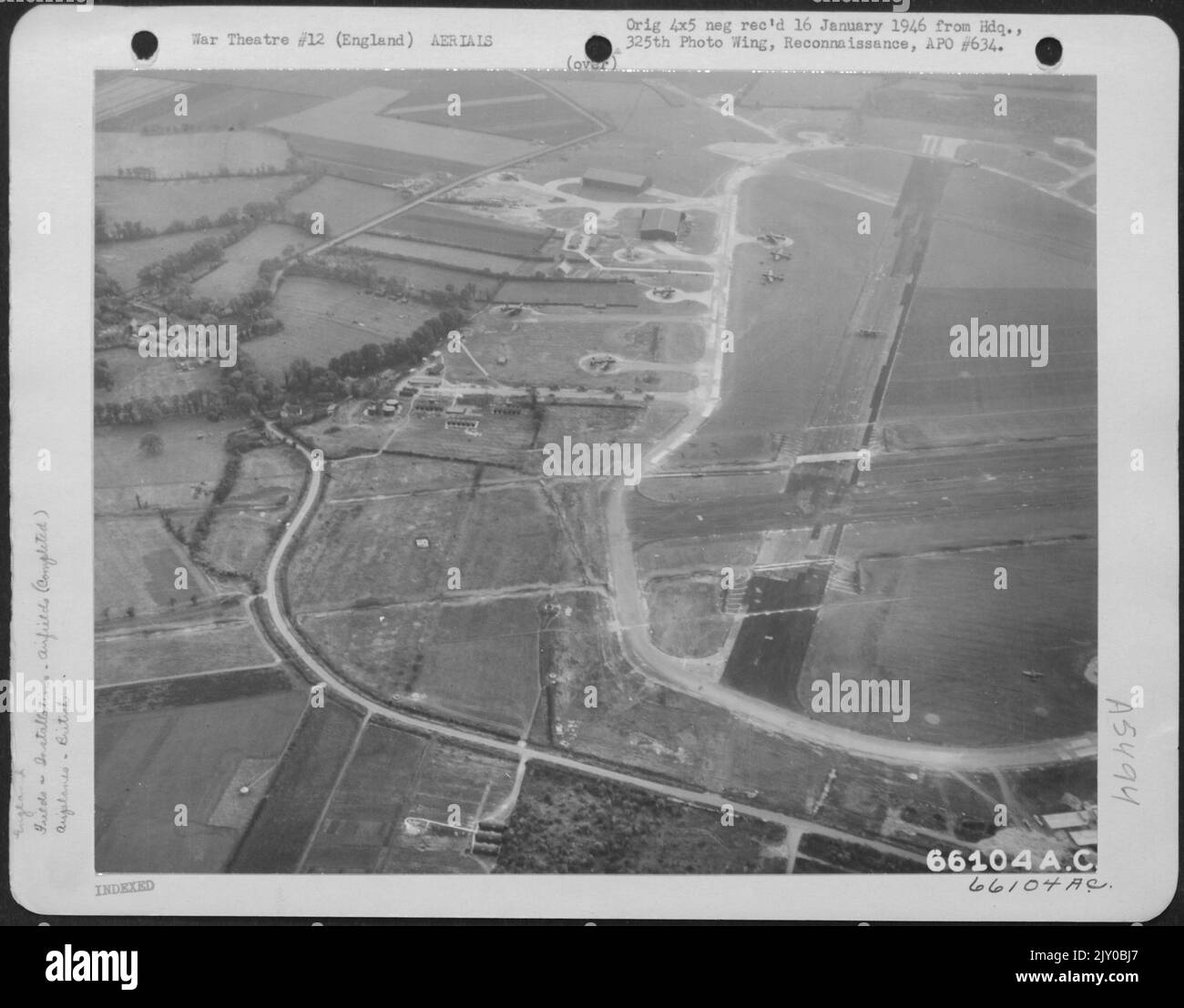 Aerial View Of Halifax Bombers Parked In Dispersal Areas At An R.A.F ...