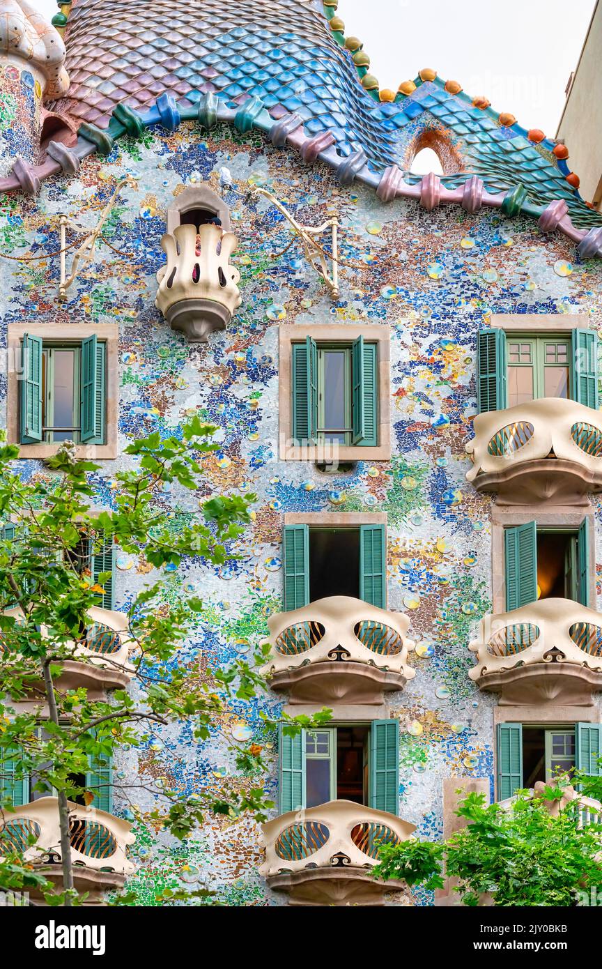 Casa Batlló, architectural feature or detail of the exterior facade ...