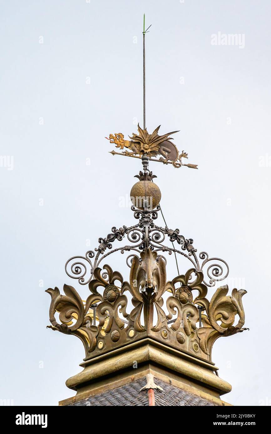 Capital metallic structure decoration of an old style tower in the ...