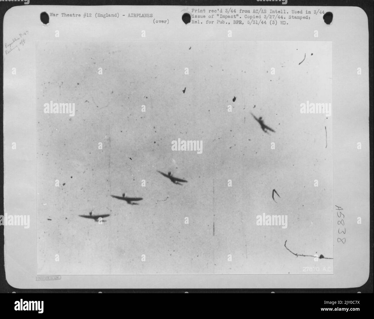 ENGLAND-Returning Republic P-47 Thunderbolts peel off swiftly to land ...