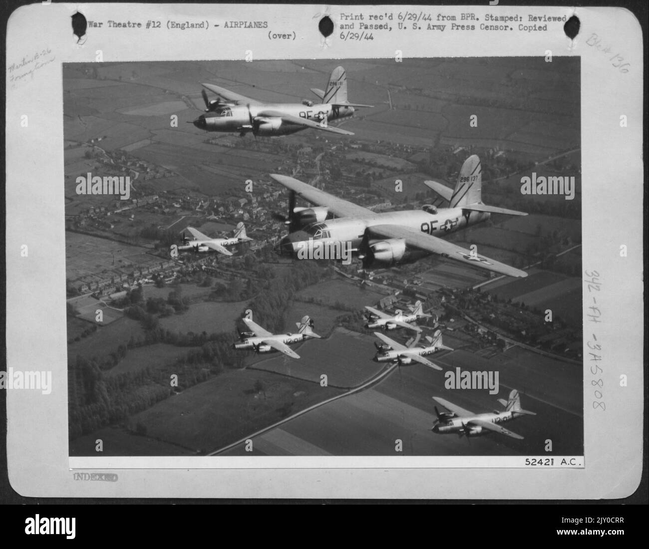 Here, in ofrmation, are the "Silver Streaks", Martin B-26 Marauders ...