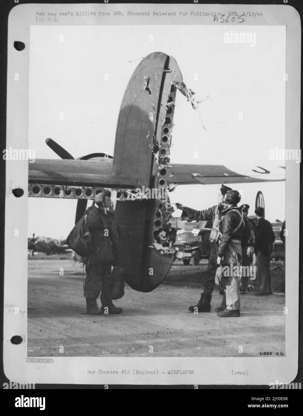 Crew members of a Consolidated B-24 Liberator which returned from pre ...