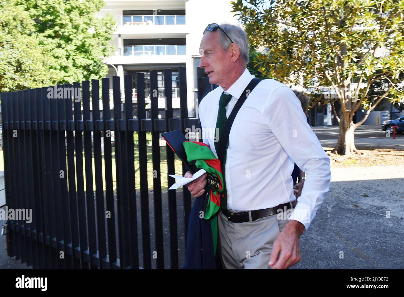 South Sydney Rabbitohs coach Wayne Bennett arrives at Redfern Oval ...