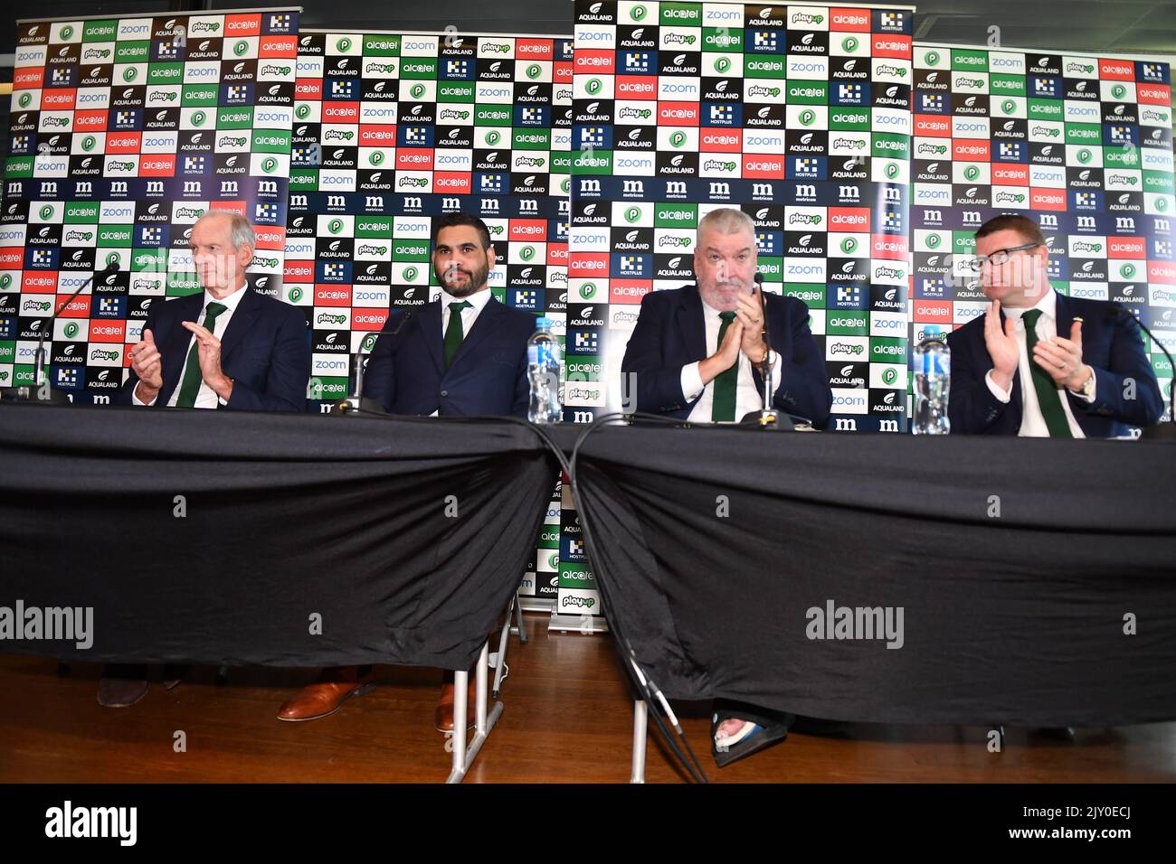 South Sydney Rabbitohs captain Greg Inglis with coach Wayne Bennett ...