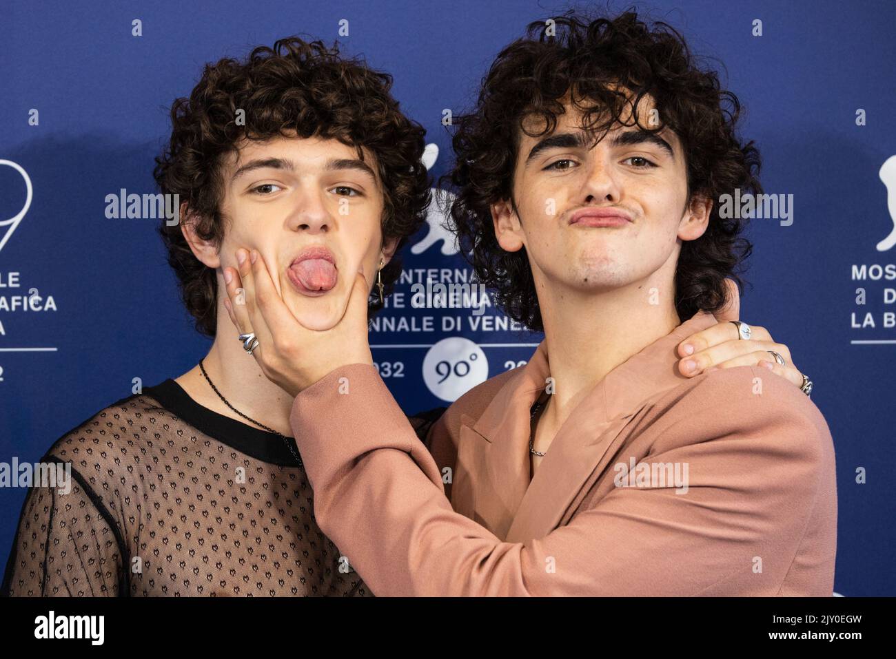 Noah Jupe and Jack Dylan Grazer attend the photocall for "Dreamin' Wild" at the 79th Venice ...