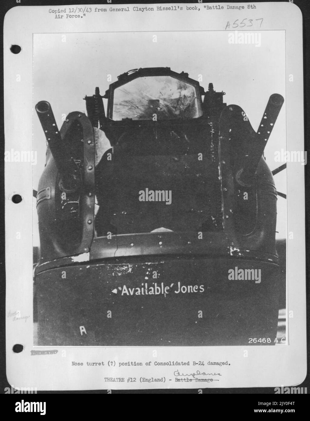 Nose turret (?) position of Consolidated B-24 damaged Stock Photo - Alamy
