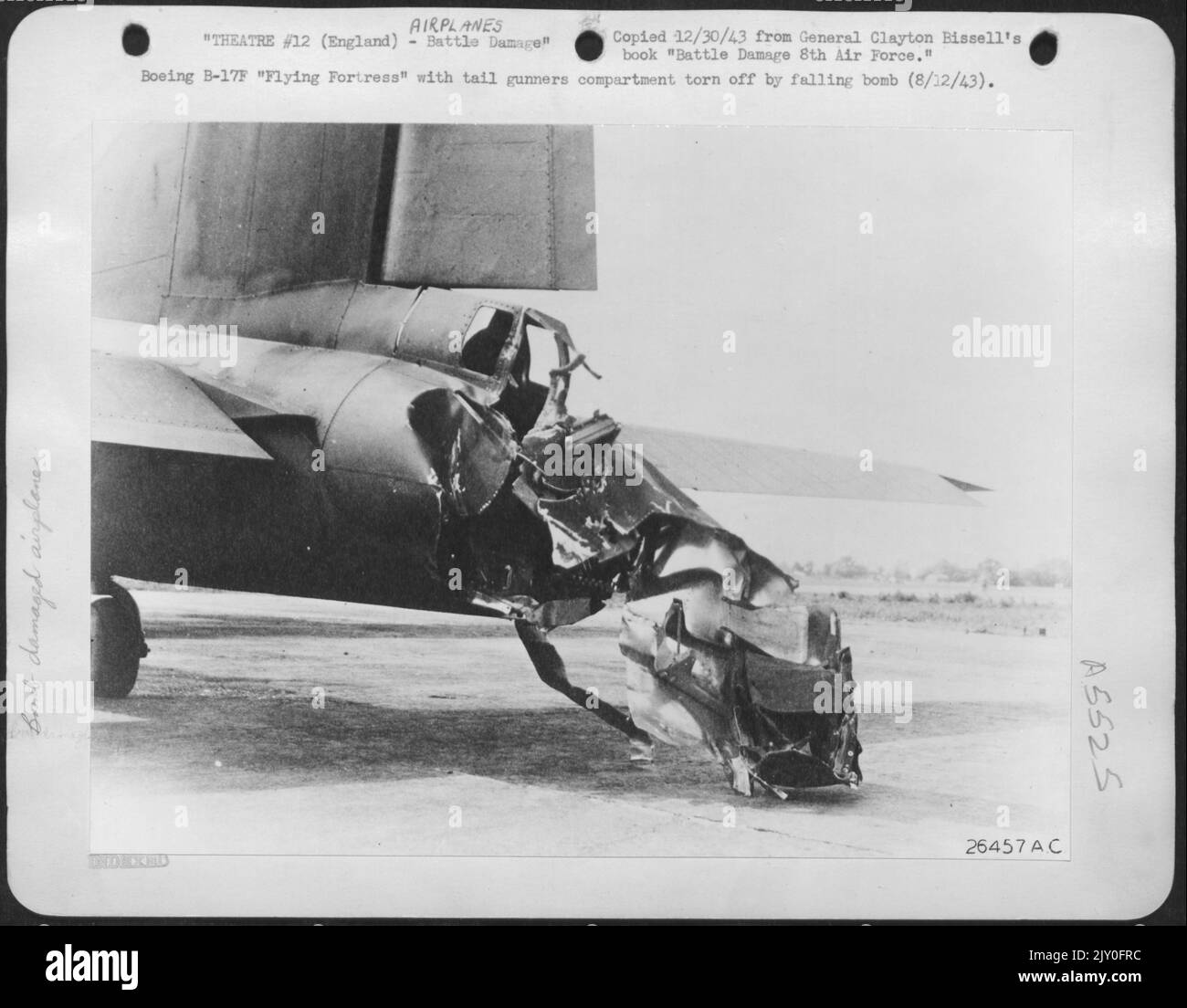 Boeing B-17F "Flying ofrtress" with tail gunners compartment torn off ...
