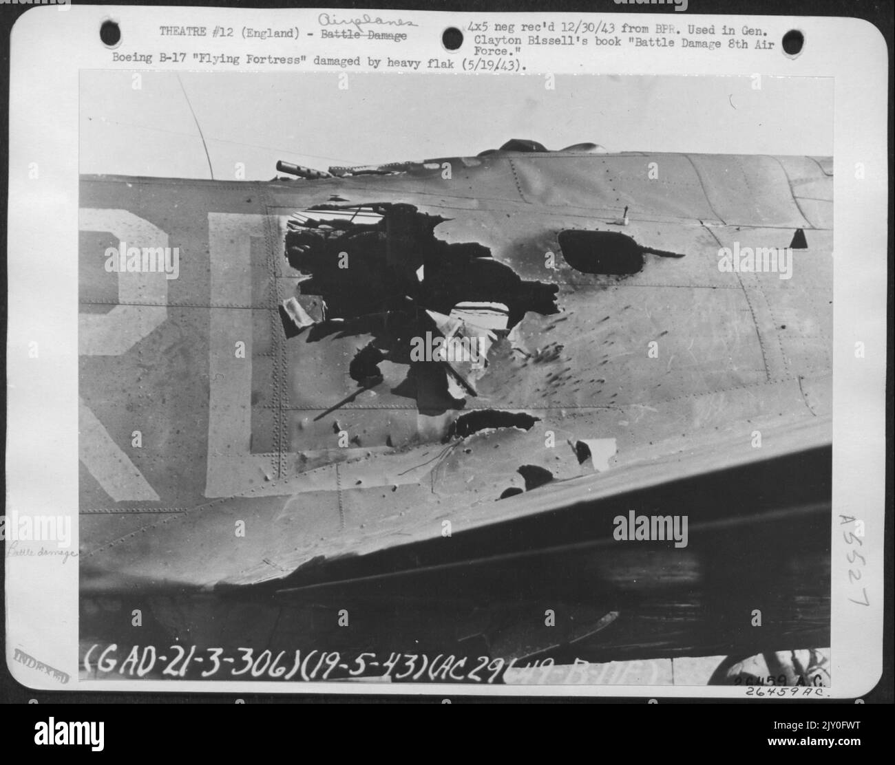 Boeing B-17 "Flying ofrtress" damaged by heavy flak Stock Photo - Alamy