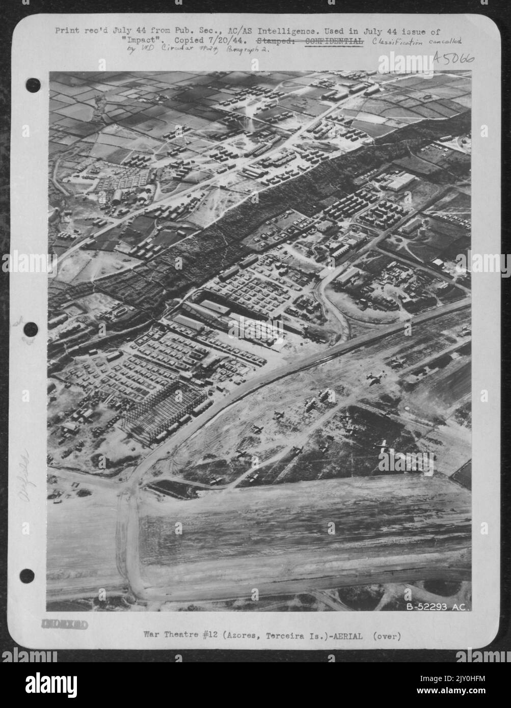 Lagens Field, Terceira Island, Azores-RAF camp includes hangar under ...