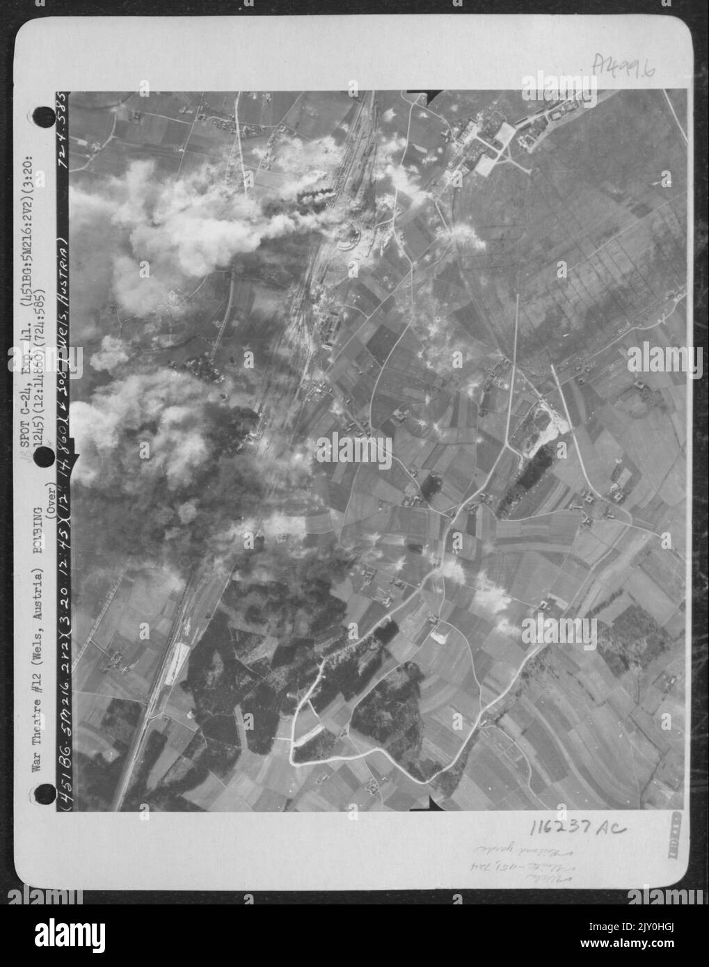 Bombs Dropped By The 451St Bomb Group, 724Th Bomb Squadron Explode On ...