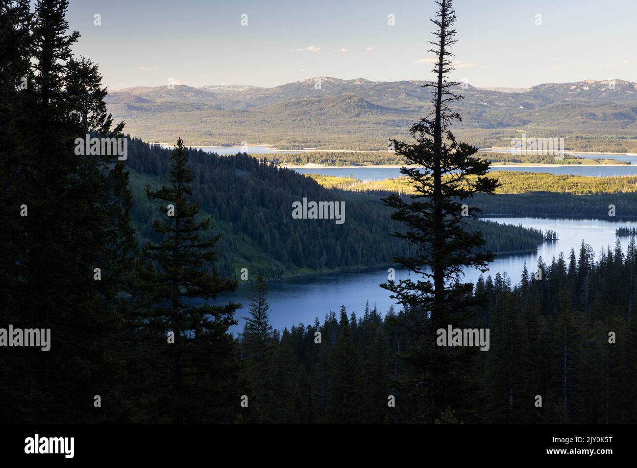 The lower Absaroka Mountains rising high above Jackson and Leigh Lakes ...