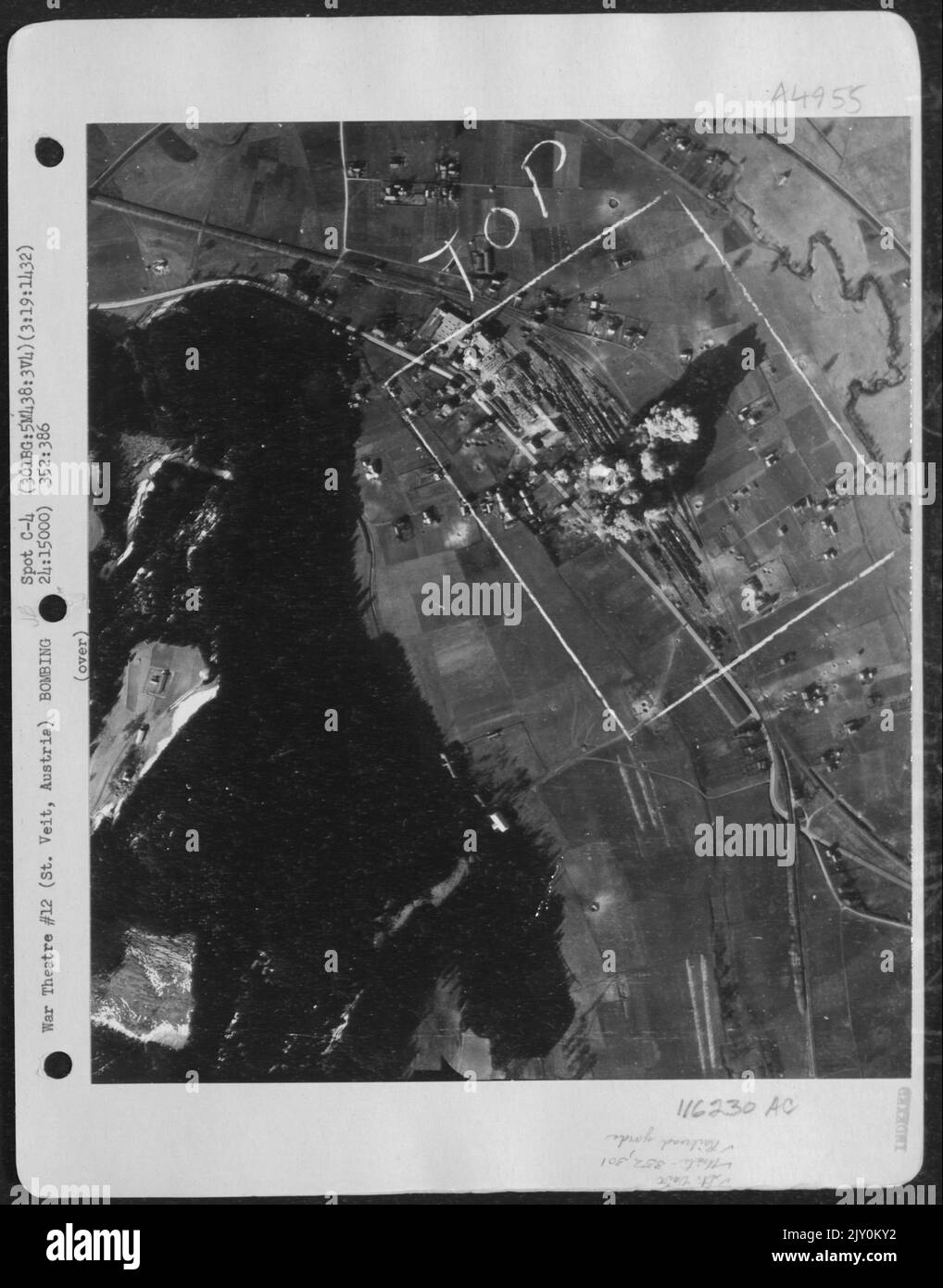 Smoke Rises From Direct Bomb Strikes On The East Railroad Yards At St ...