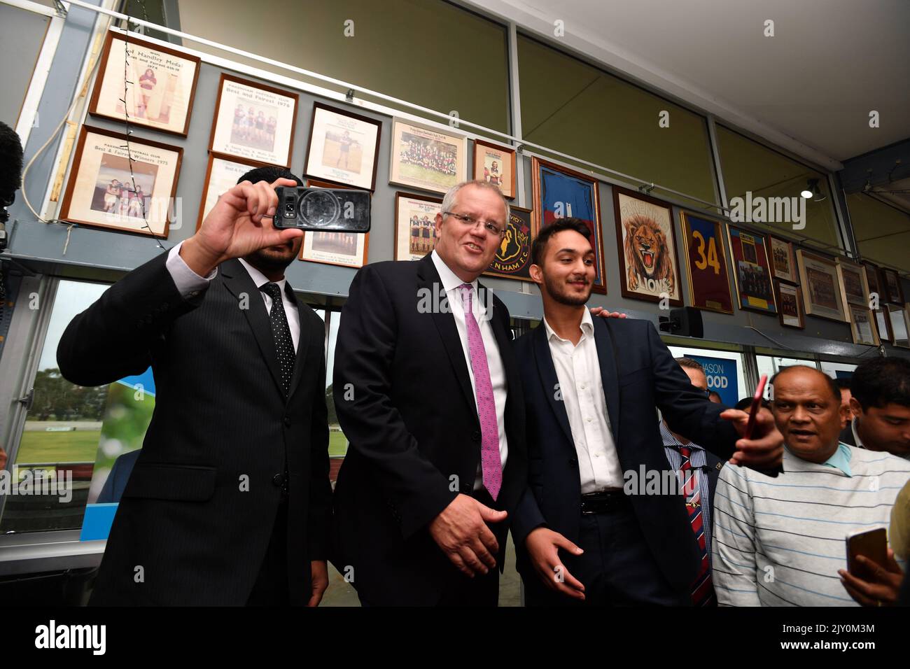 Prime Minister Scott Morrison at the Pakenham Football Club in ...