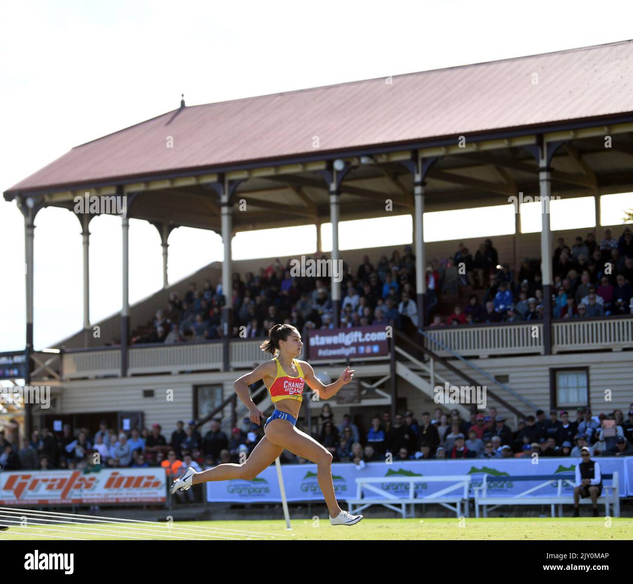 Alexia Loizou is seen in action in the semi-finals of the 2019 Stawell ...