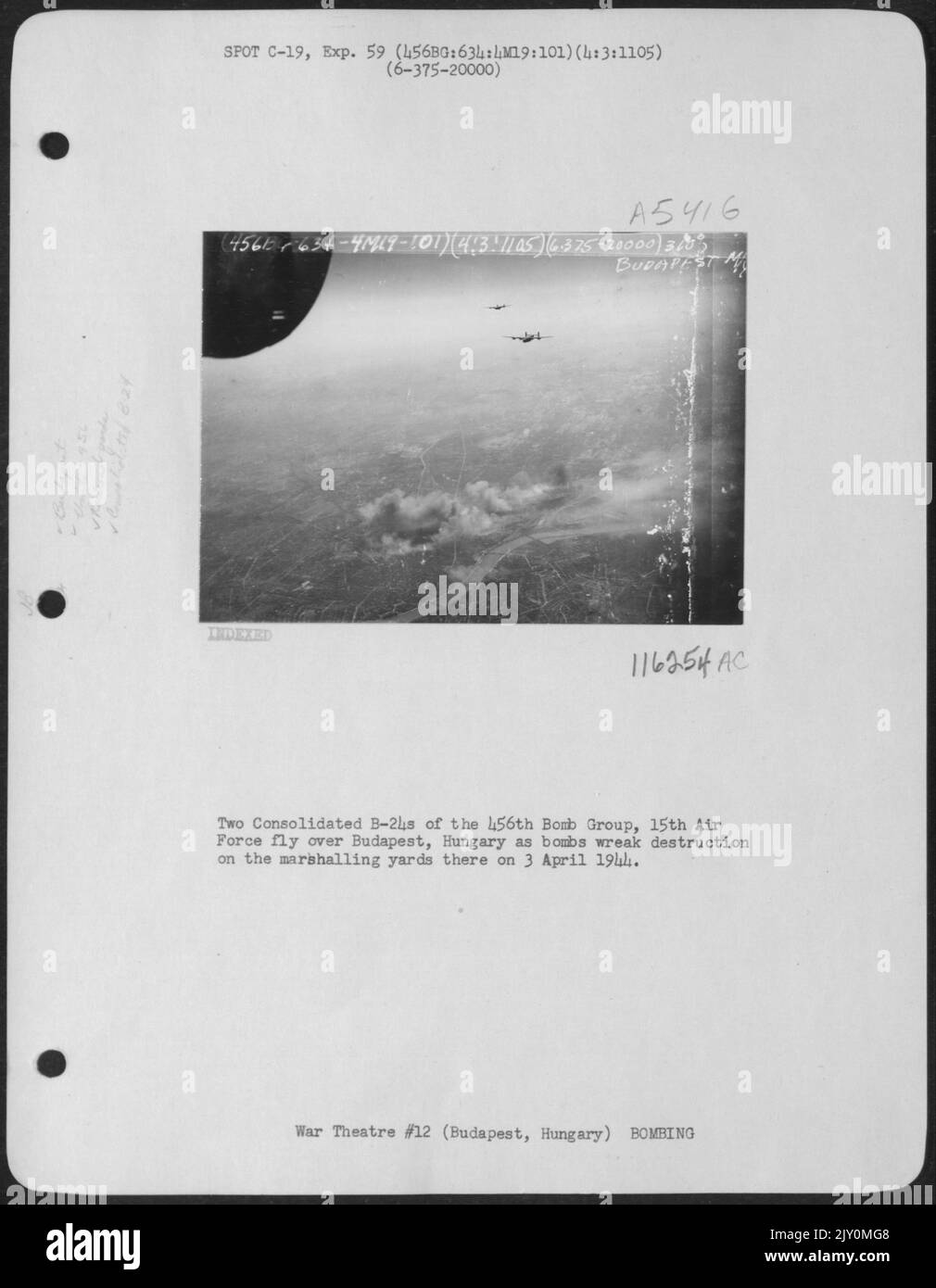 Two Consolidated B-24S Of The 456Th Bomb Group, 15Th Air Force Fly Over ...