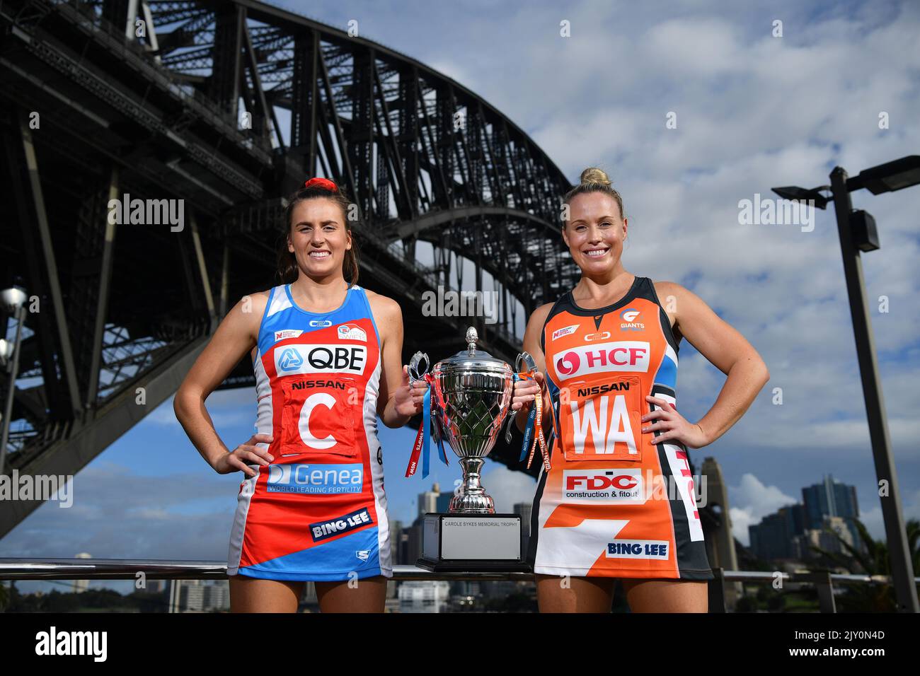NSW Swifts captain Maddy Proud (left) and GWS Giants Netball captain ...