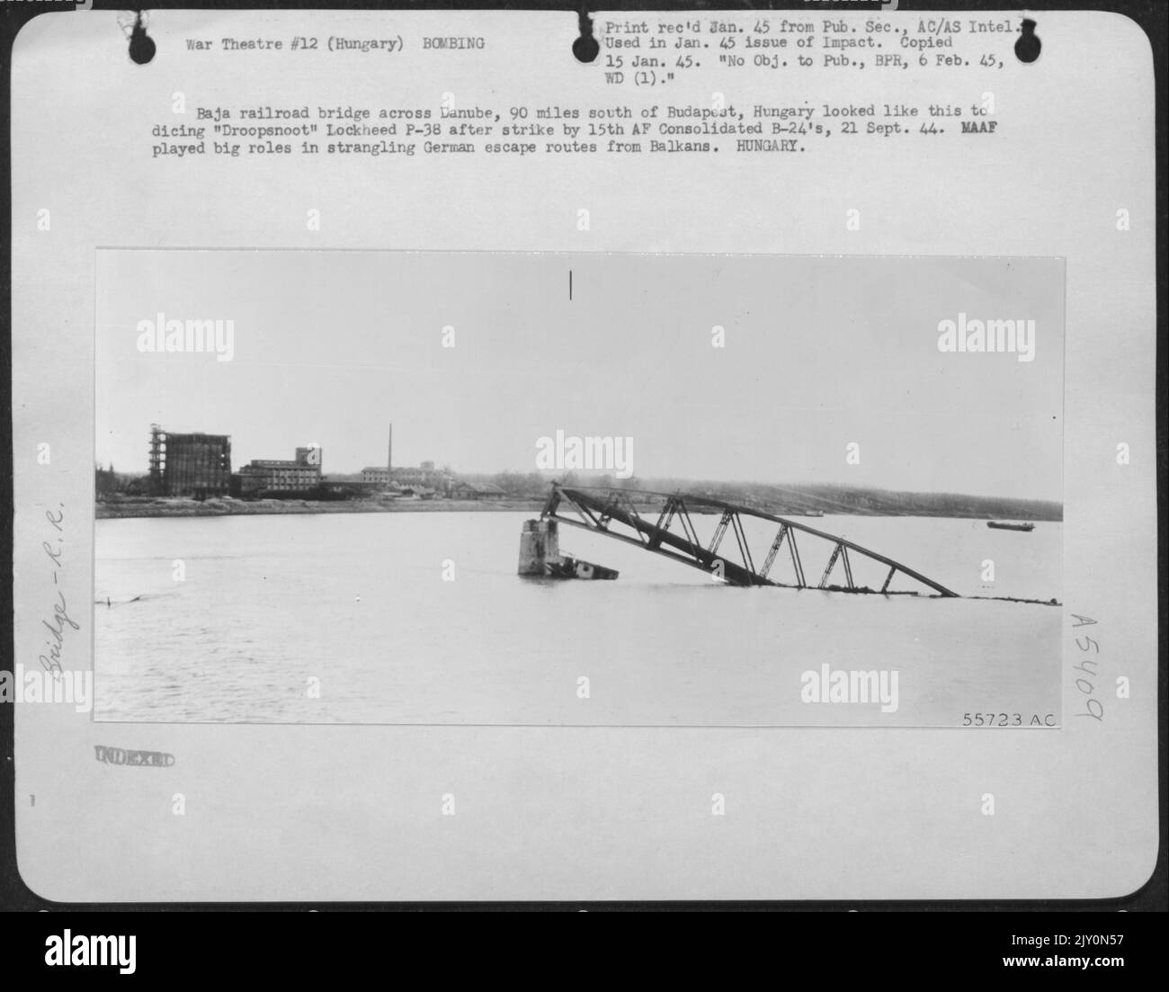 Baja railroad bridge across Danube, 90 miles south of Budapest, Hungary ...