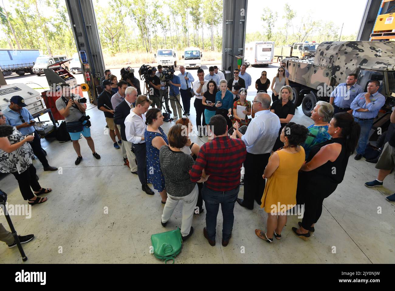 Prime Minister Scott Morrison at a press conference after visiting RGM ...