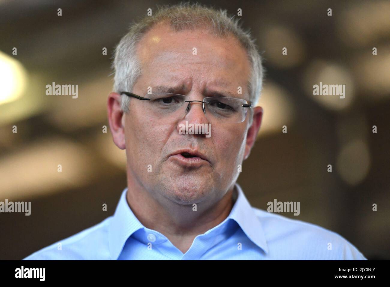 Prime Minister Scott Morrison at a press conference after visiting RGM ...