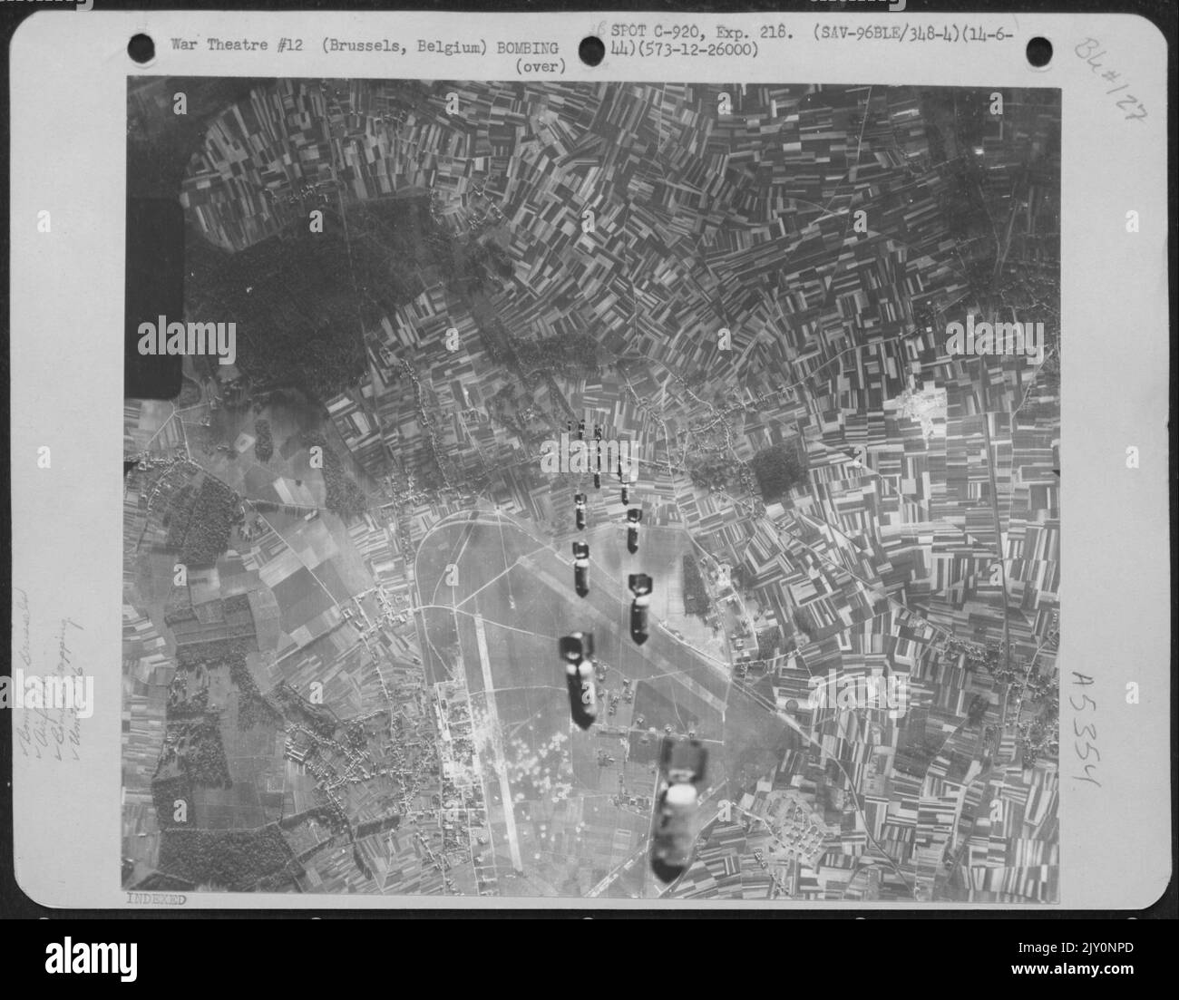 Destructive Bombs Fall Toward Brussels/Melbroek Airfield, Belgium ...