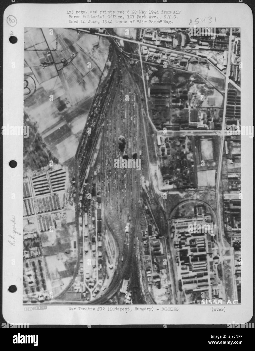 Budapest, Hungary. First bomb bursts in the center of rolling stock at ...