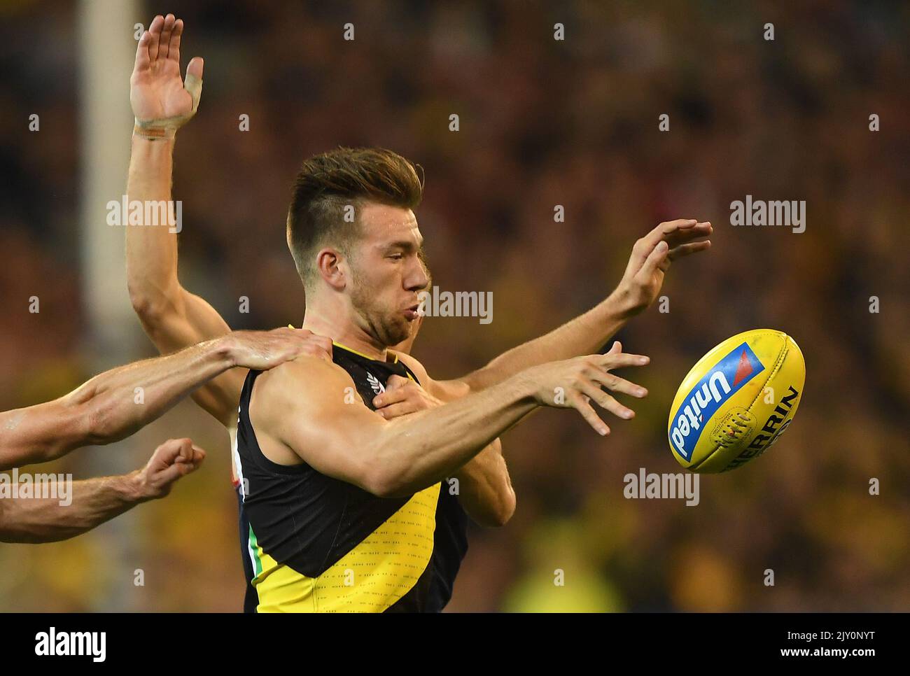 Noah Balta of the Tigers is seen in action during the Round 6 AFL match ...