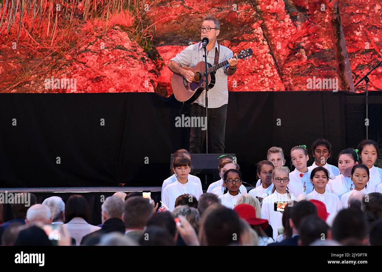John Williamson performs during the Anzac Day dawn service at Elephant ...