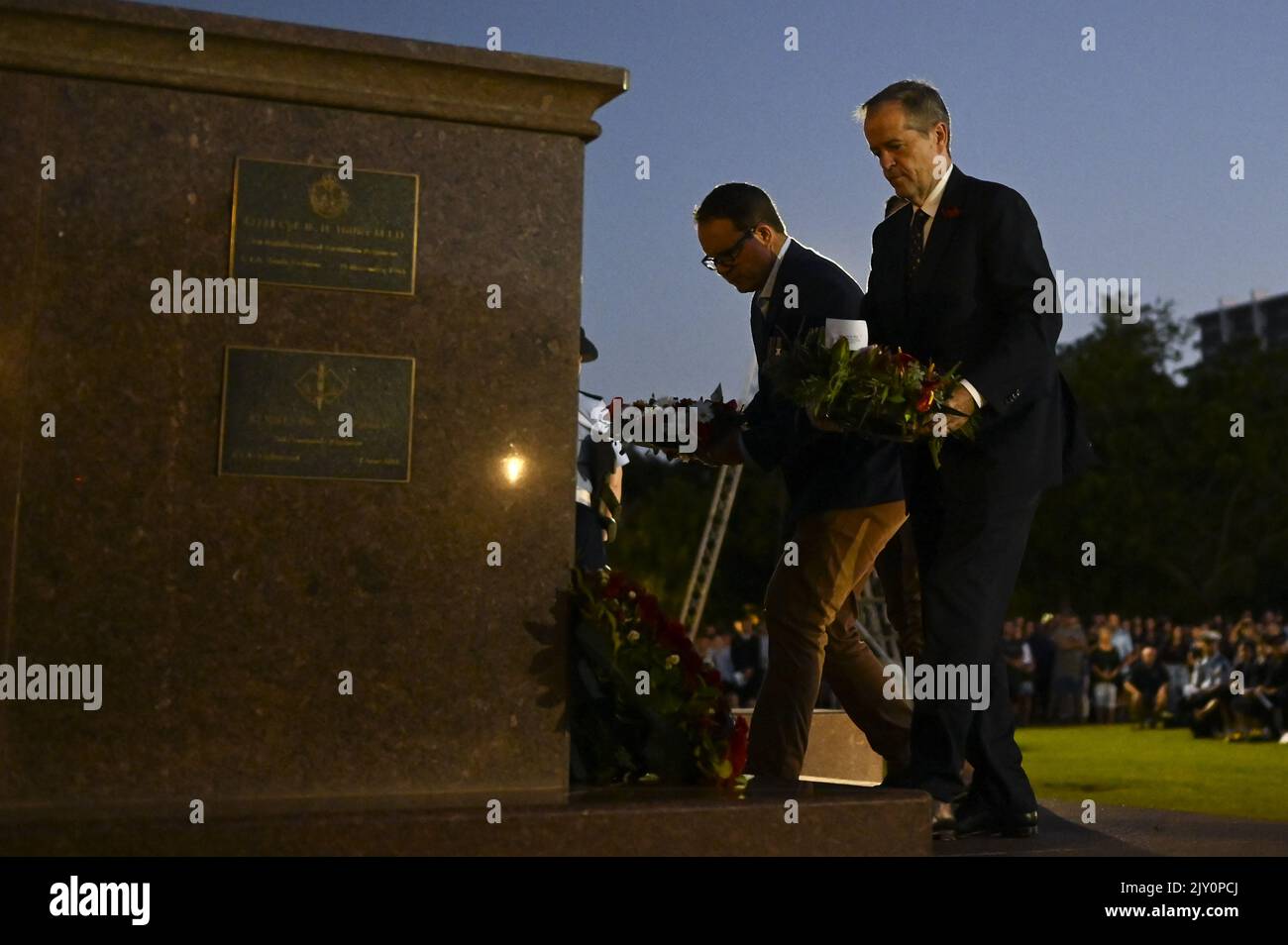 Australian opposition Leader Bill Shorten lays a wreath during the ...