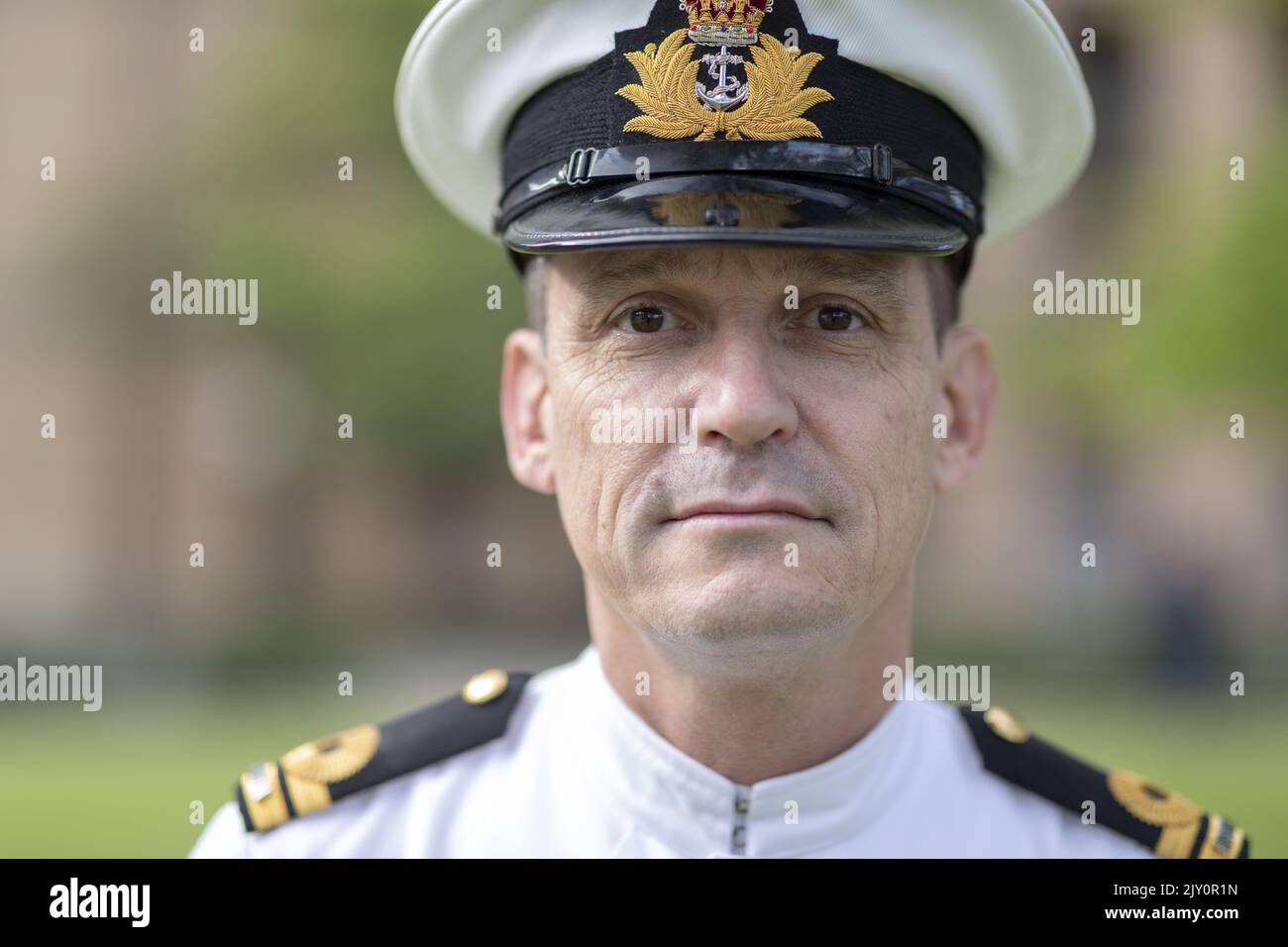 Navy Lieutenant Mark Edwards poses for a portrait during the Anzac Day ...