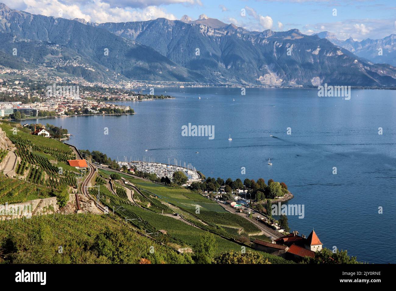 Lavaux vineyards on terraces, UNESCO World Heritage Site, Lake Geneva ...