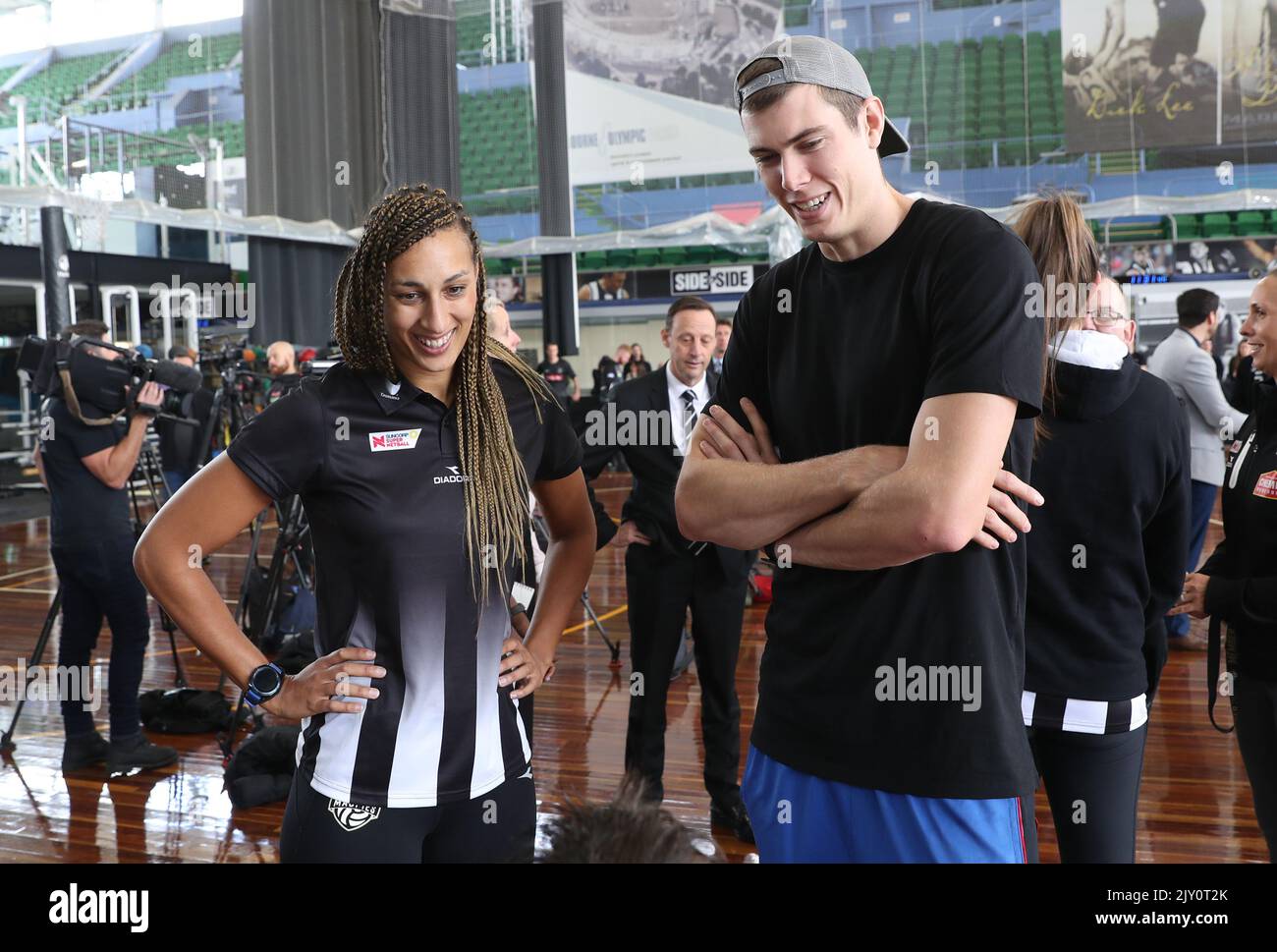 Collingwood football player Mason Cox Collingwood netball player Geva ...