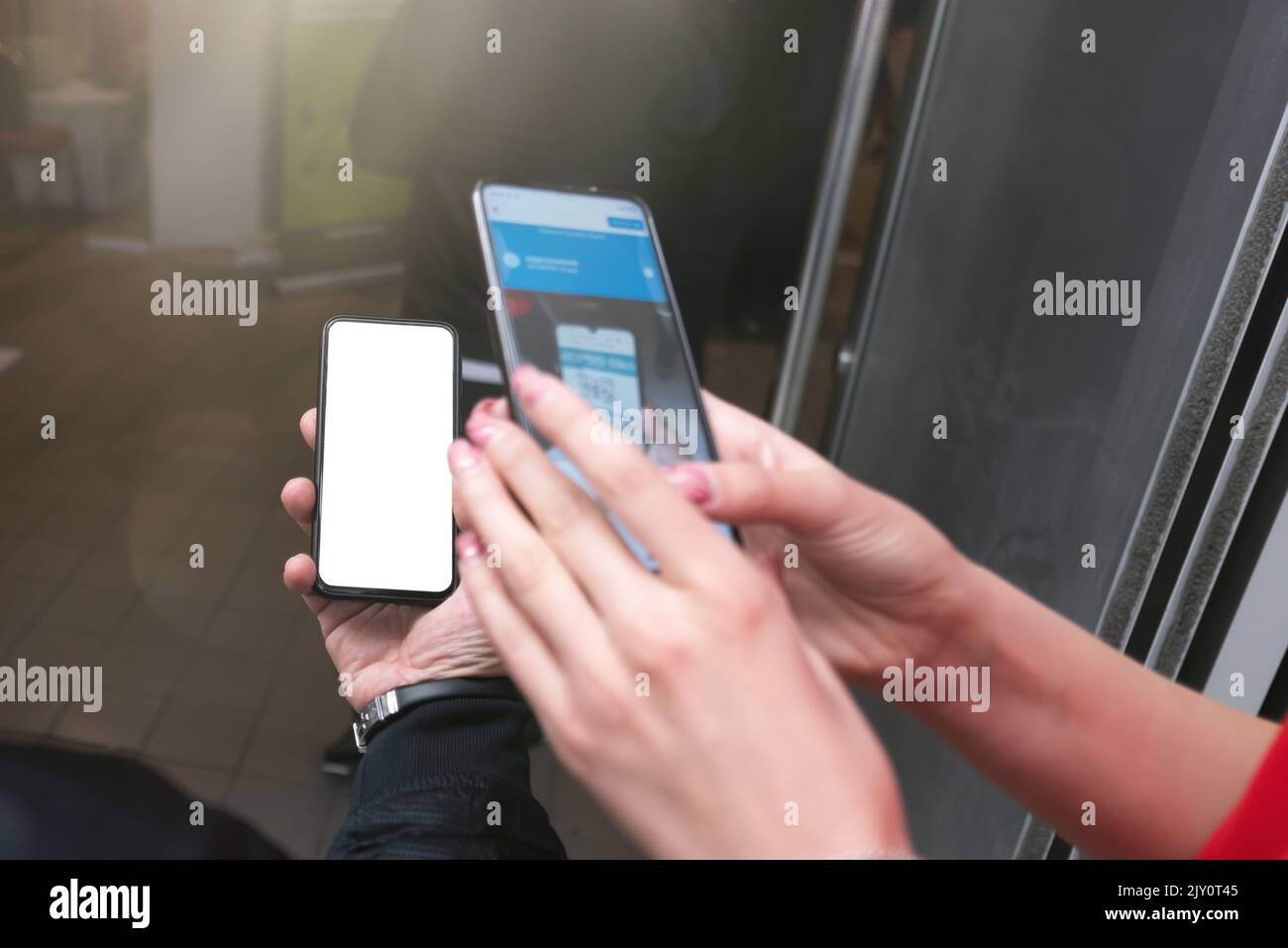 Event QR code ticket scanning before begining of business conference ...