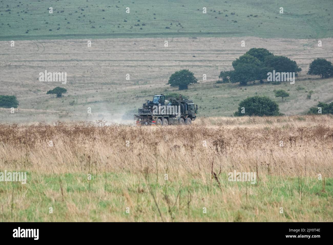 British army MAN HX77 SV 8x8 EPLS Heavy Utility Truck in action on a ...