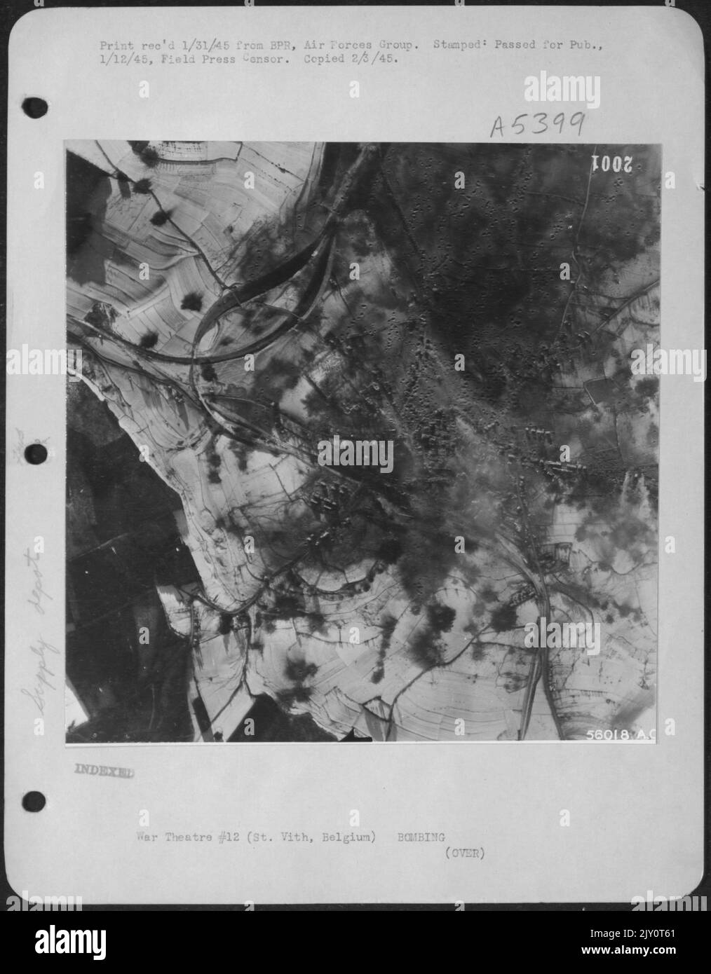 Ninth Air force reconnaissance photo showing bomb damage at St. Vith ...