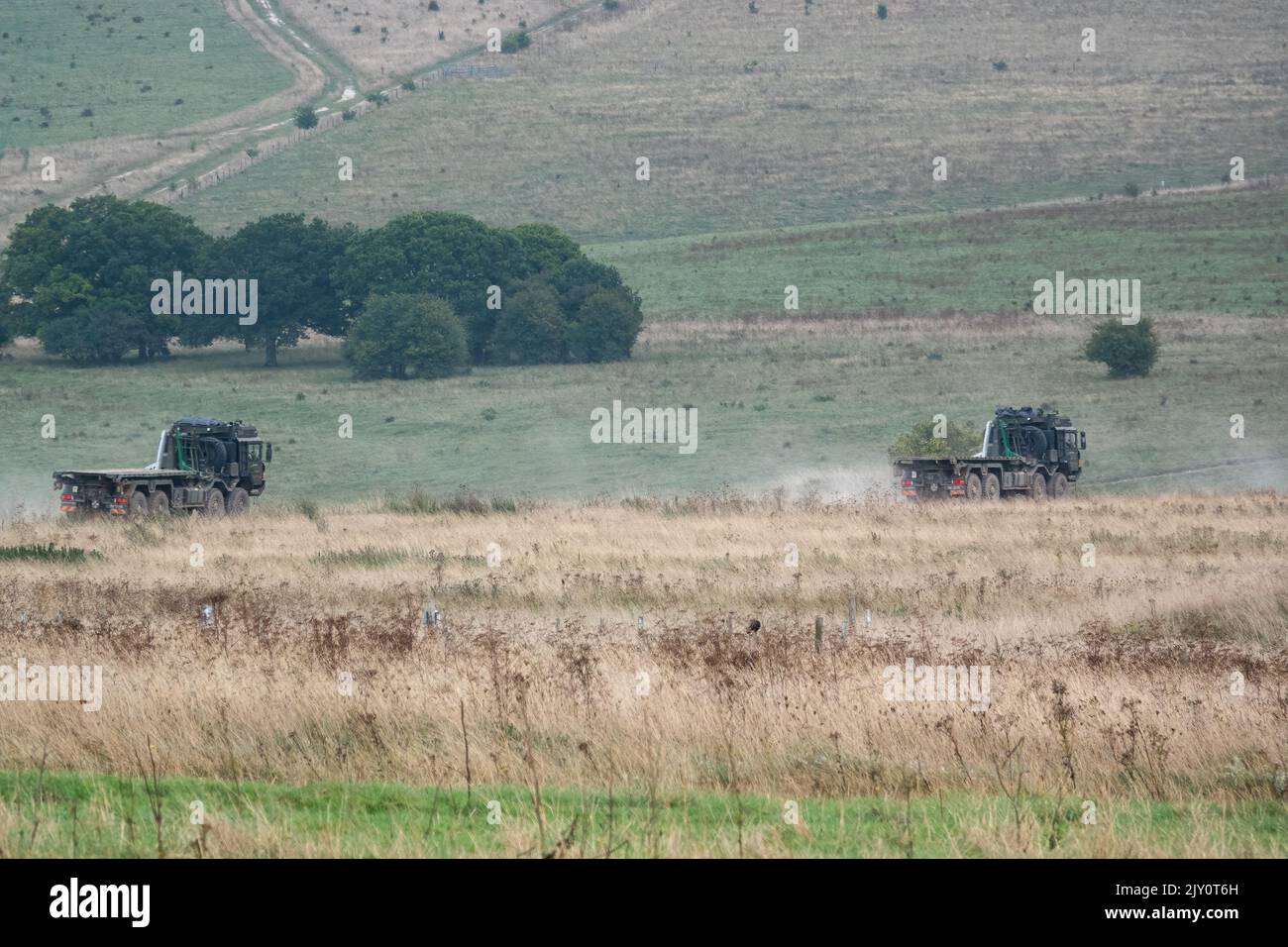 British army MAN SV HX77 8x8 EPLS Heavy Utility Trucks in action on a ...