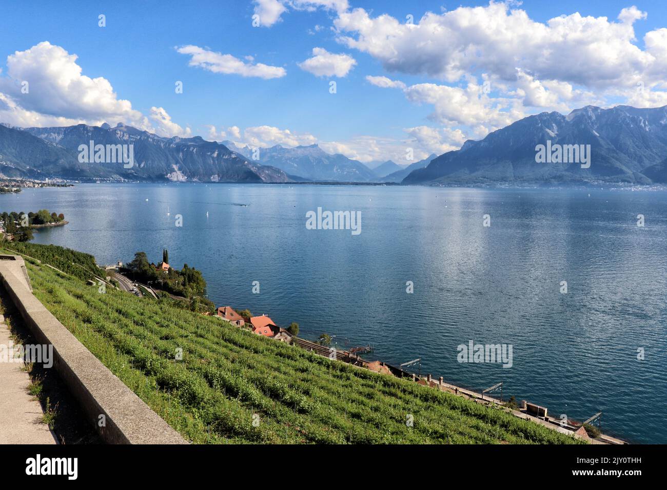 Lavaux vineyards on terraces, UNESCO World Heritage Site, Lake Geneva ...